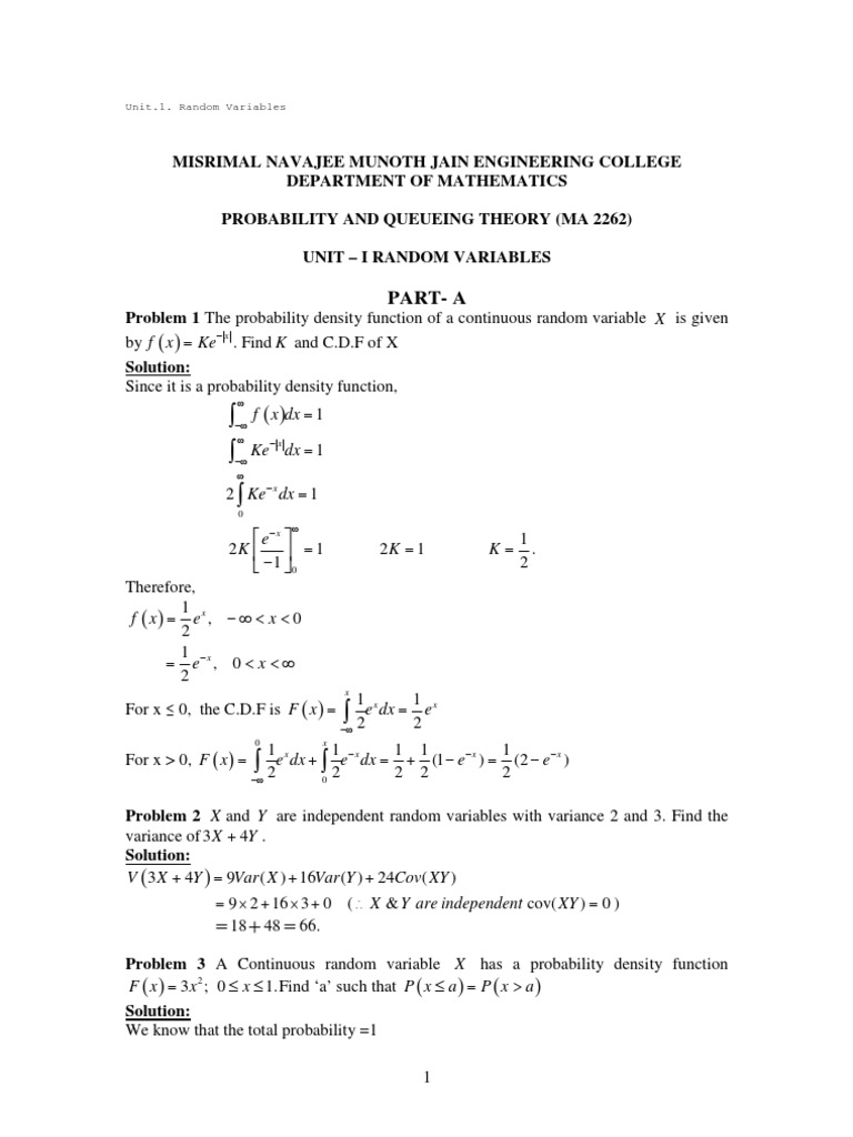QBA Unit-1.77223908 | PDF | Probability Density Function | Variance