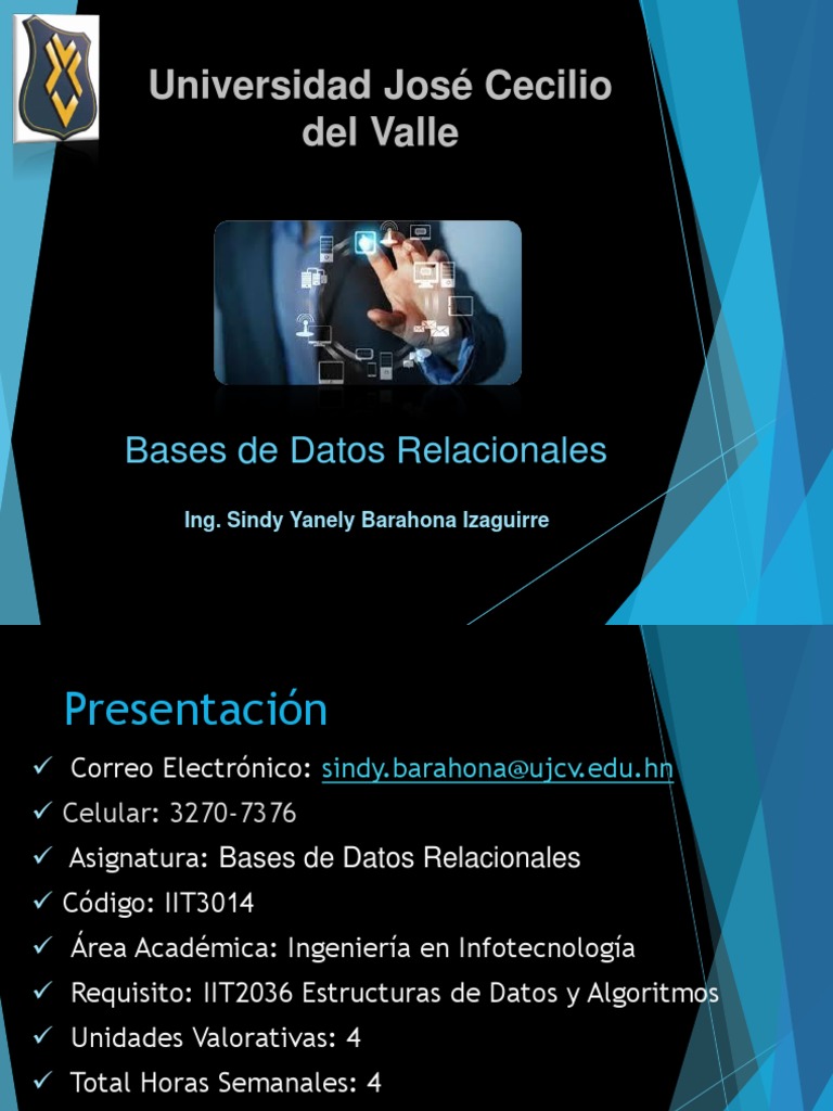 Presentación Bases de Datos Relacionales (Silabo) | PDF | Base de datos relacional | Bases de datos