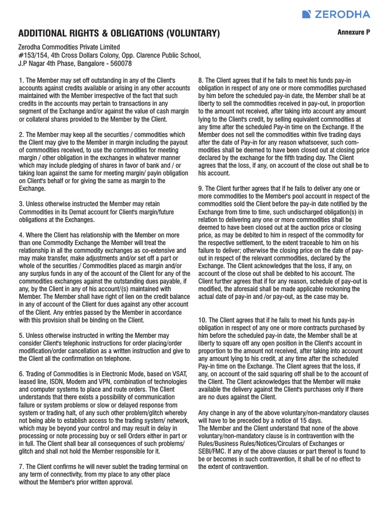 Additional Rights & Obligations (Voluntary) | PDF | Derivative (Finance ...