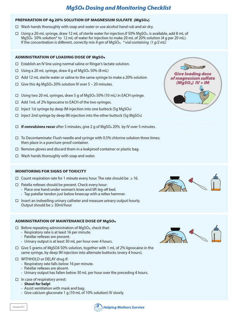 MGSO4 Checklist | PDF | Syringe | Injection (Medicine)