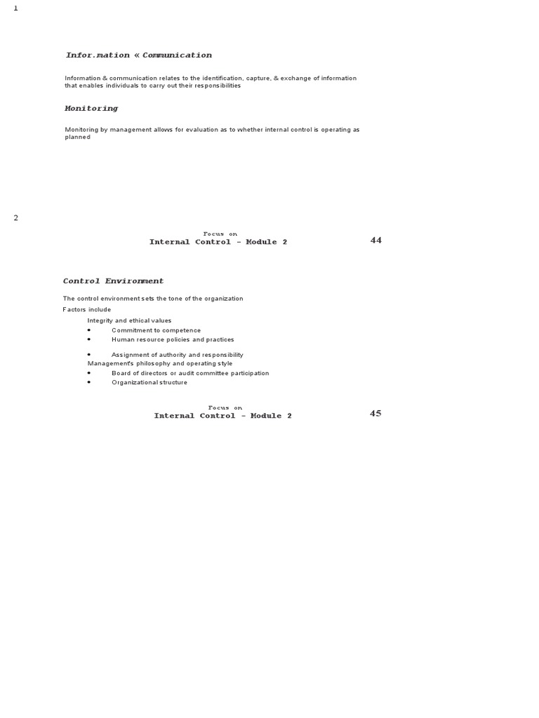 Infor - Mation Communication: Internal Control - Module 2 | PDF