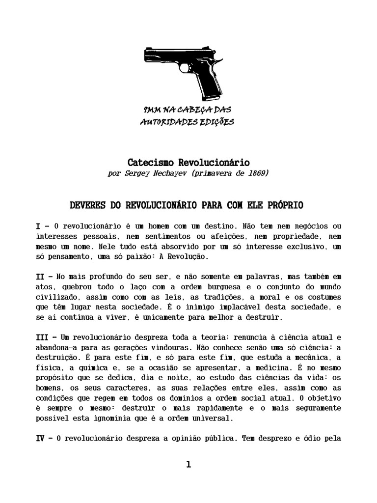 Catecismo Revolucionário Sergey Nechayev | PDF | Revoluções | Estado