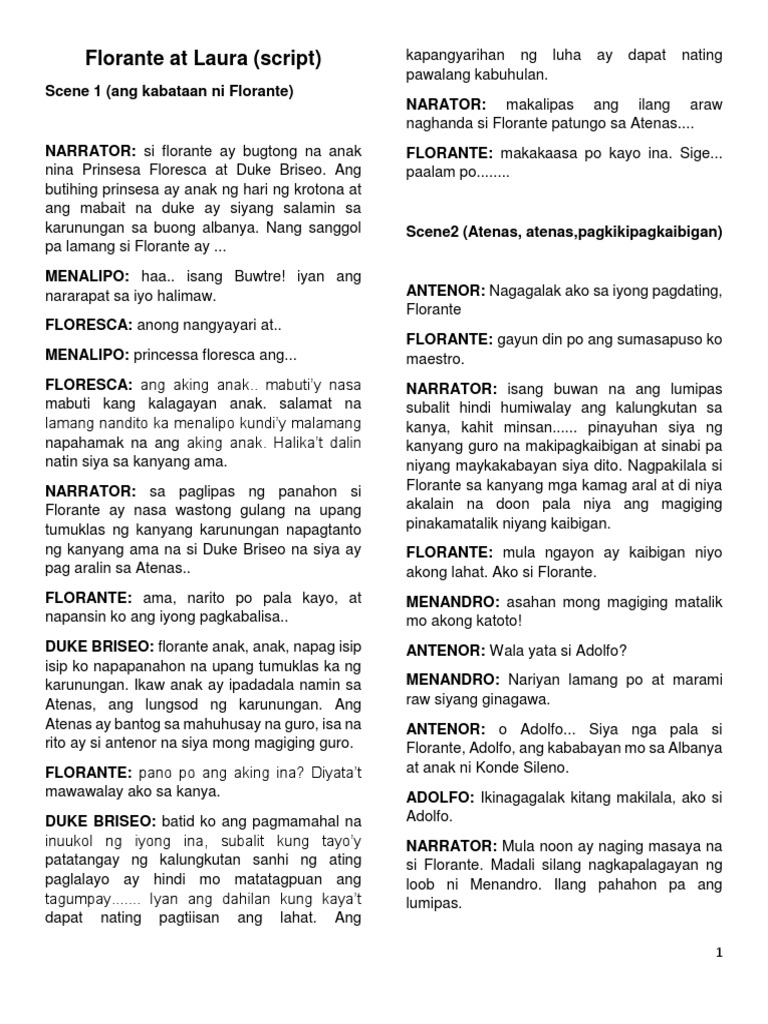 Florante at Laura SCRIPT | PDF