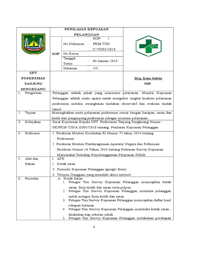 Sop Survey Kepuasan Pelanggan | PDF