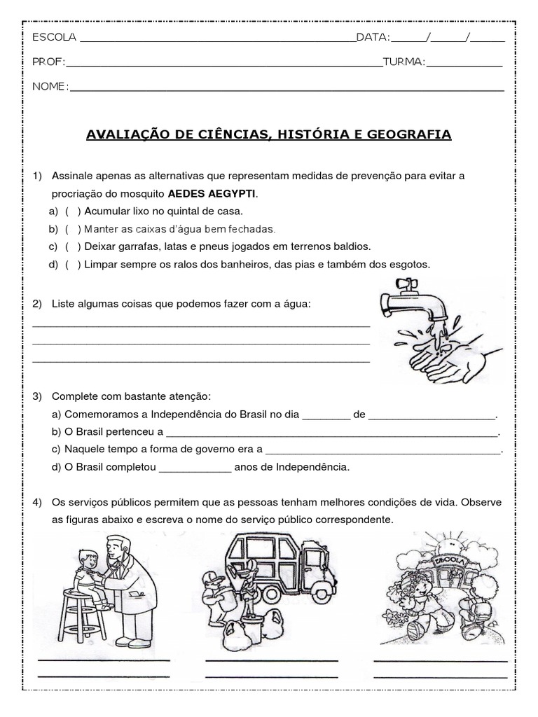 Avaliação Ciencias - Historia e Geografia | PDF