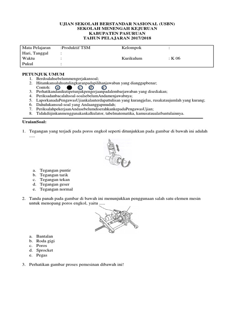 Soal Latihan Usbn TSM SMK 2019 | PDF