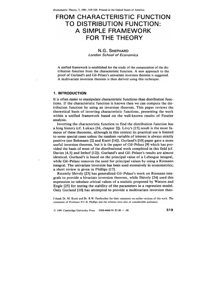 Inversion Theorems for Characteristic Functions | PDF | Convolution ...
