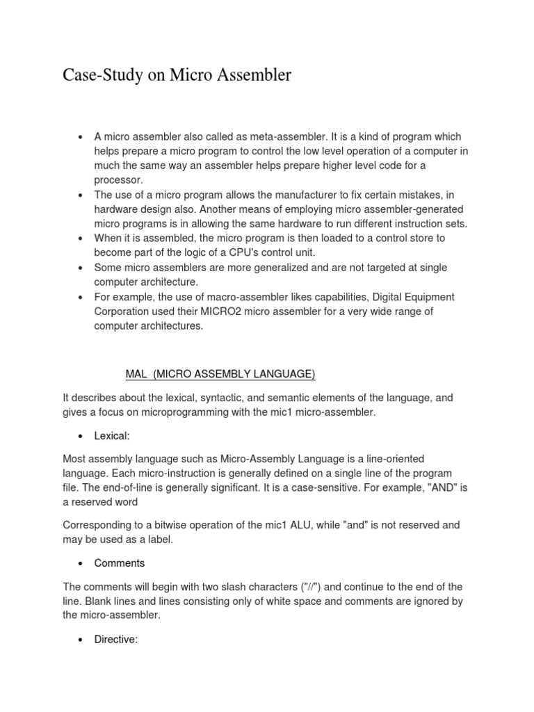 Micro Assembler | PDF | Assembly Language | Source Code