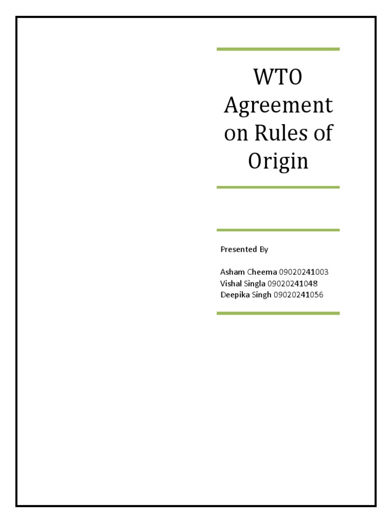 WTO Rules of Origin V1.0 | PDF | World Trade Organization | Textiles