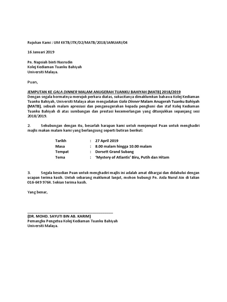 2019 Surat Jemputan Puan | PDF