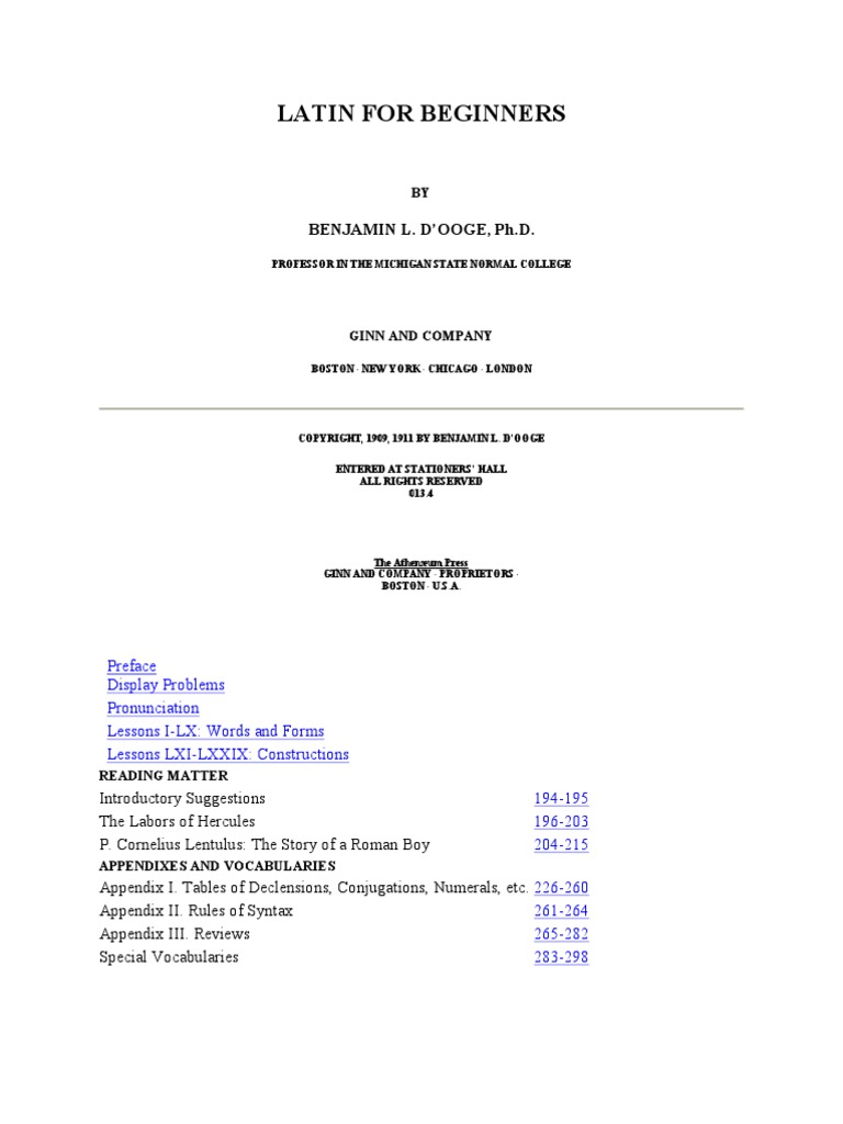 Latin For Beginners | PDF | Adjective | Adverb