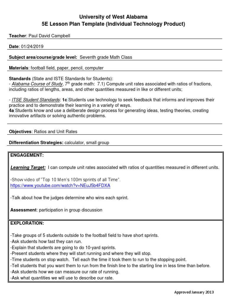 Campbell Individual Tech Lesson Plan | PDF | Ratio | Lesson Plan
