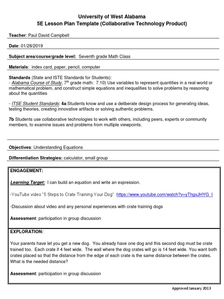 Campbell Collaborative Tech Lesson Plan | PDF | Equations | Lesson Plan