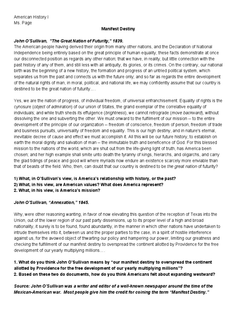 Manifest Destiny | PDF | Philosophical Theories