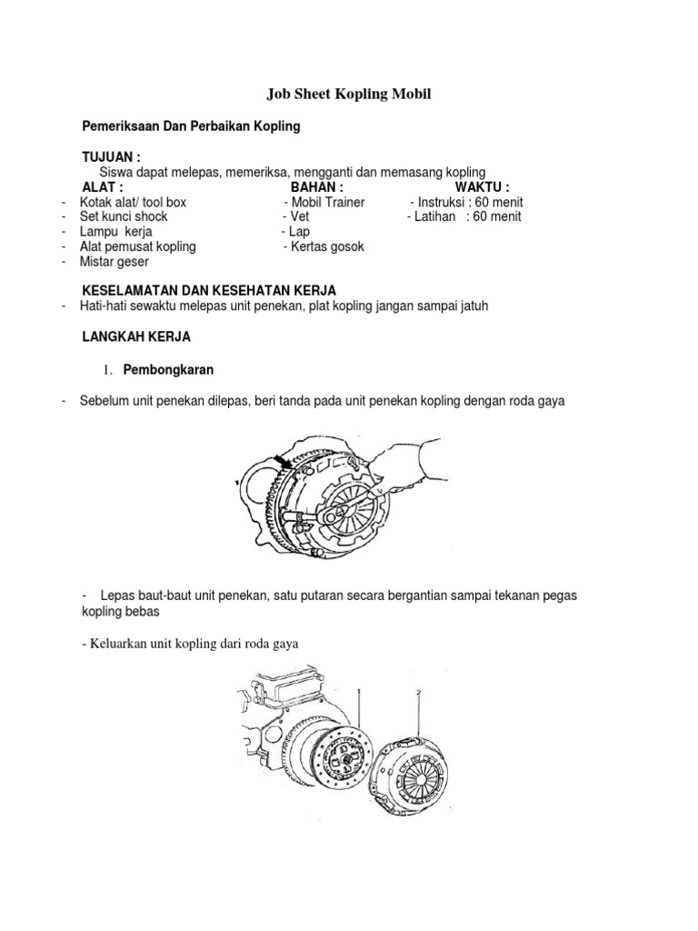 Dokumen - Tips Job Sheet Kopling Mobil | PDF