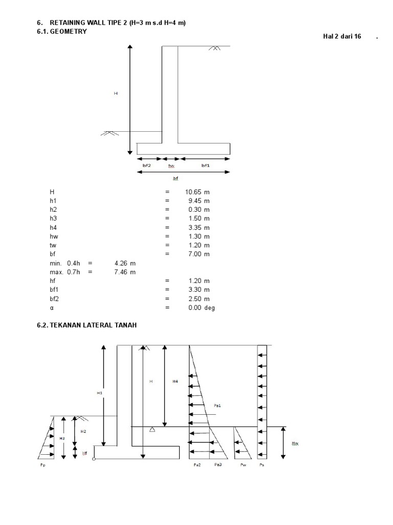 Perhitungan Desain Retaining Wall | PDF | Composite Material | Civil ...