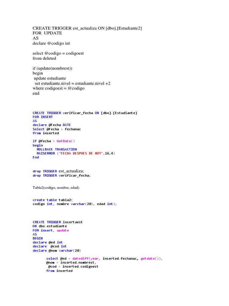 Create Trigger ON FOR Insert AS Declare Date Select From If Begin Rollback Transaction Raiserror ...
