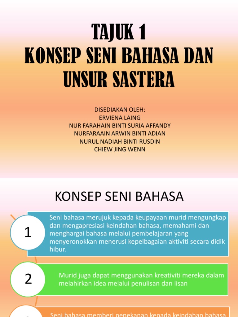 Tajuk 1 Konsep Seni Bahasa Dan Unsur Sastera | PDF