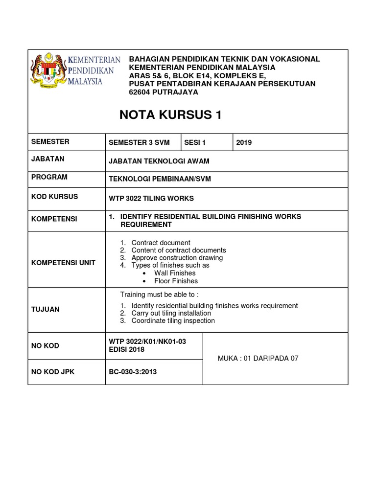 Nota Kursus 1 | PDF