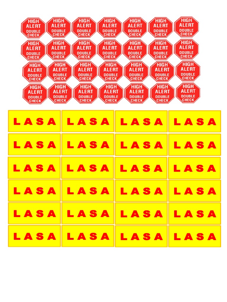 Label Lasa Dan High Alert | PDF
