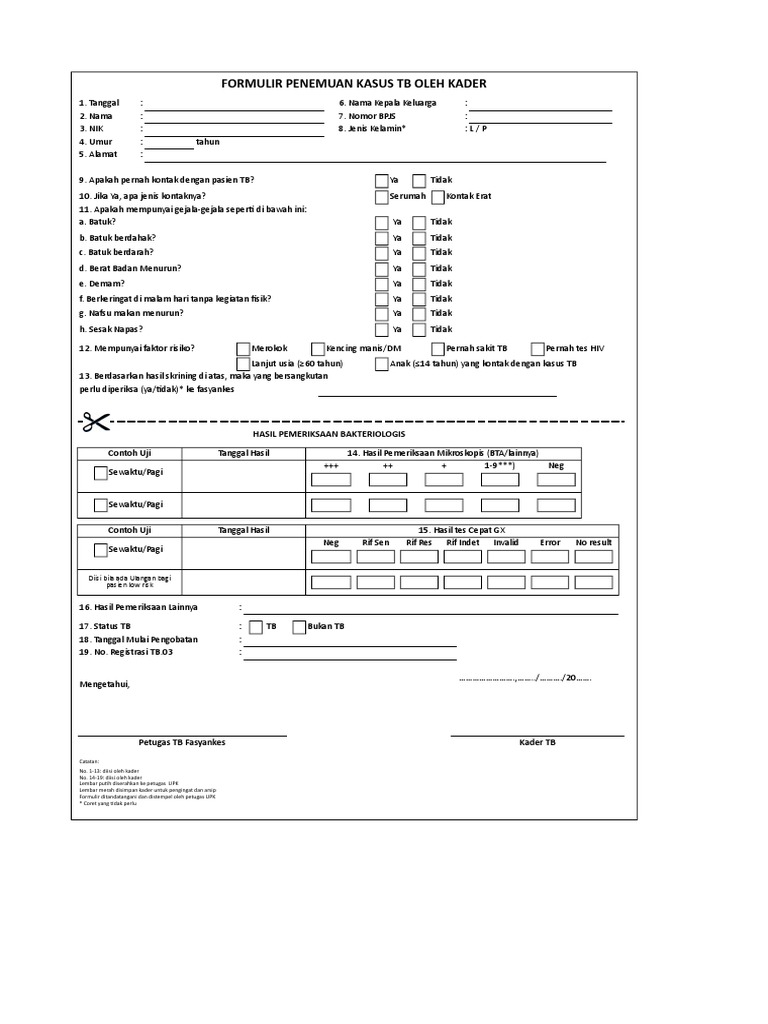 Formulir Penemuan Kasus TB Oleh Kader | PDF