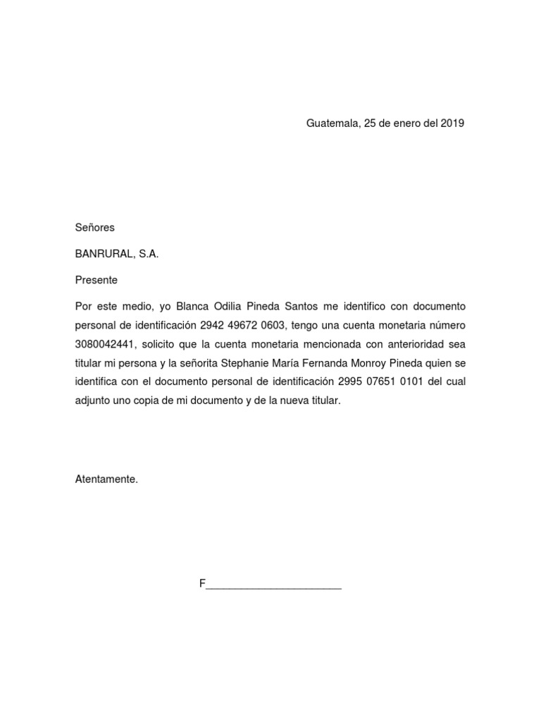 Carta Banrural | PDF