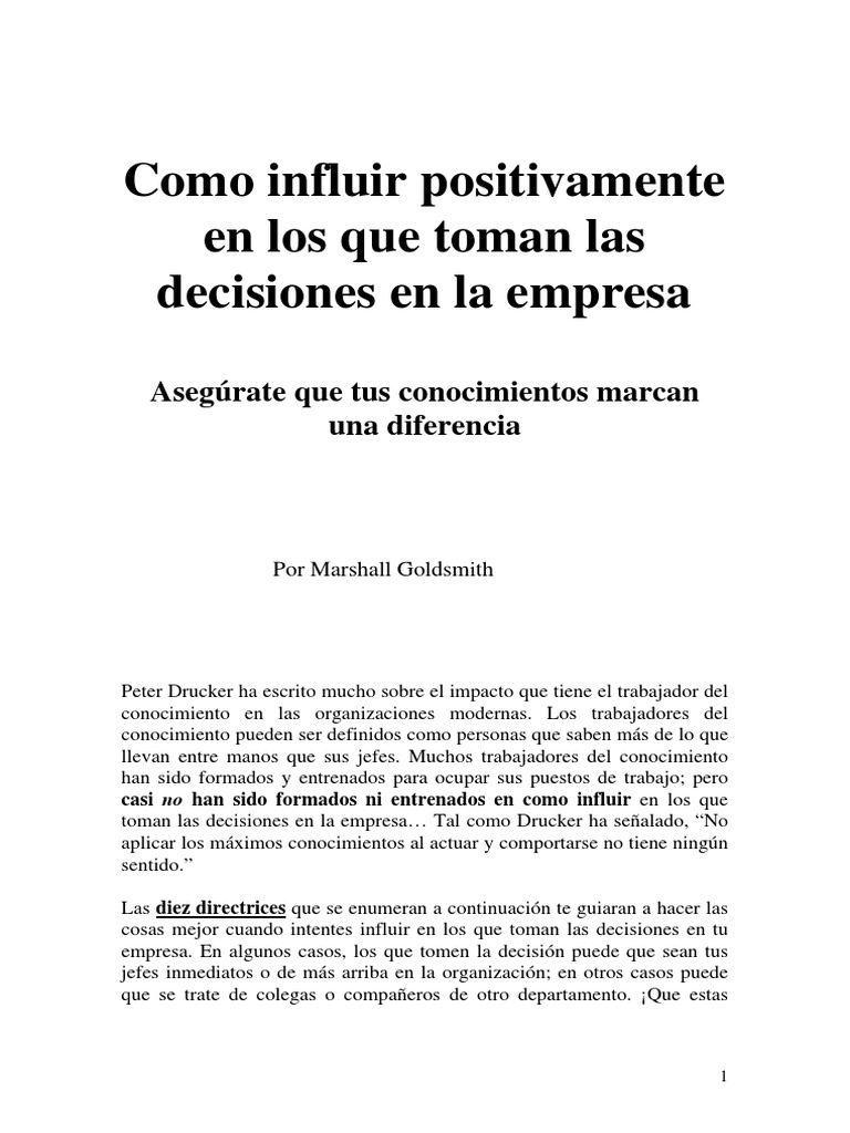 Influir PDF | PDF | Toma de decisiones | Cliente