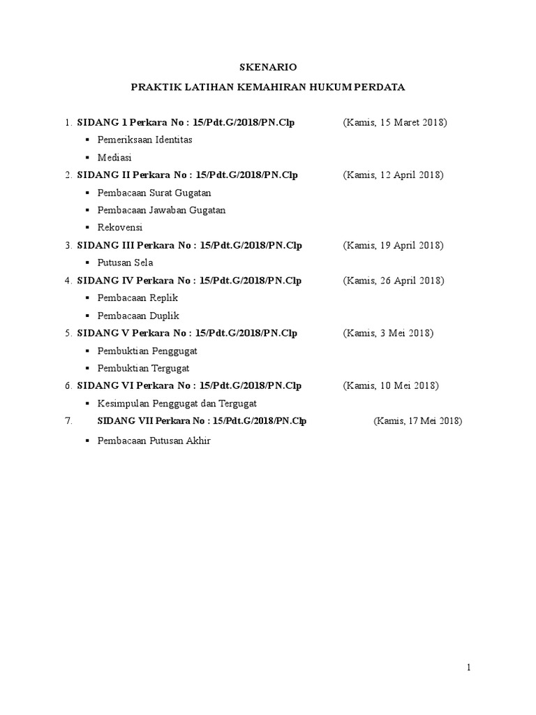 Skenario Sidang Acara Perdata | PDF