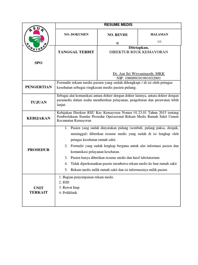 Sop Resume Medis.... | PDF