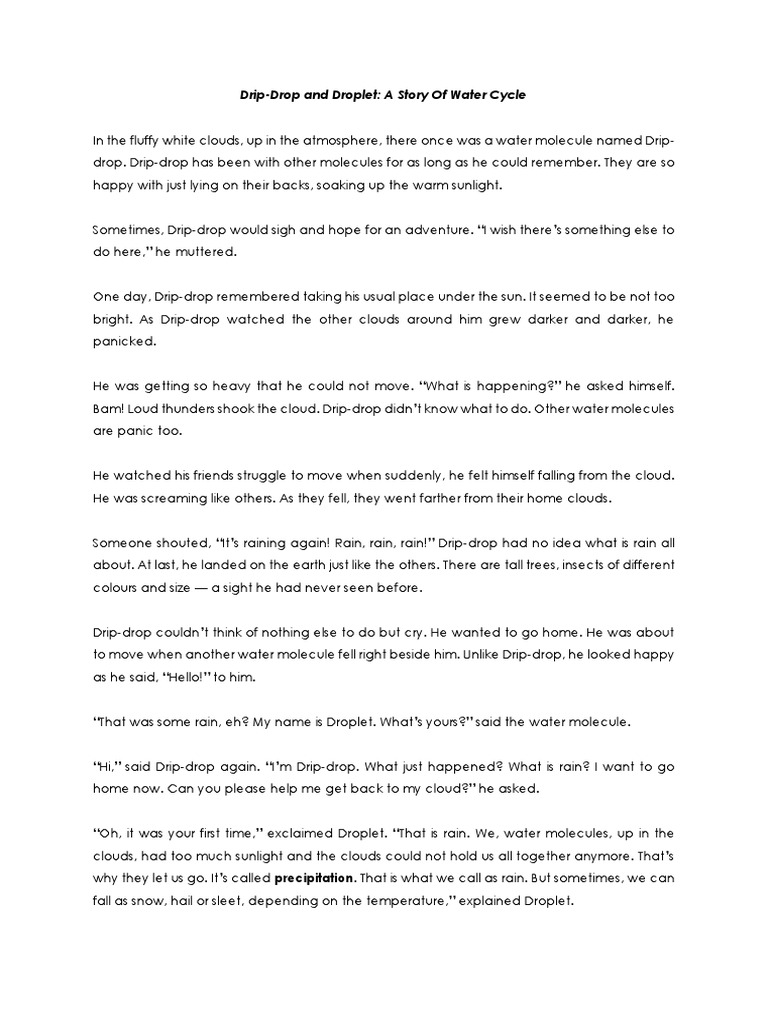 Science Storytelling - Drip-Drop and Droplet | PDF | Rain | Cloud