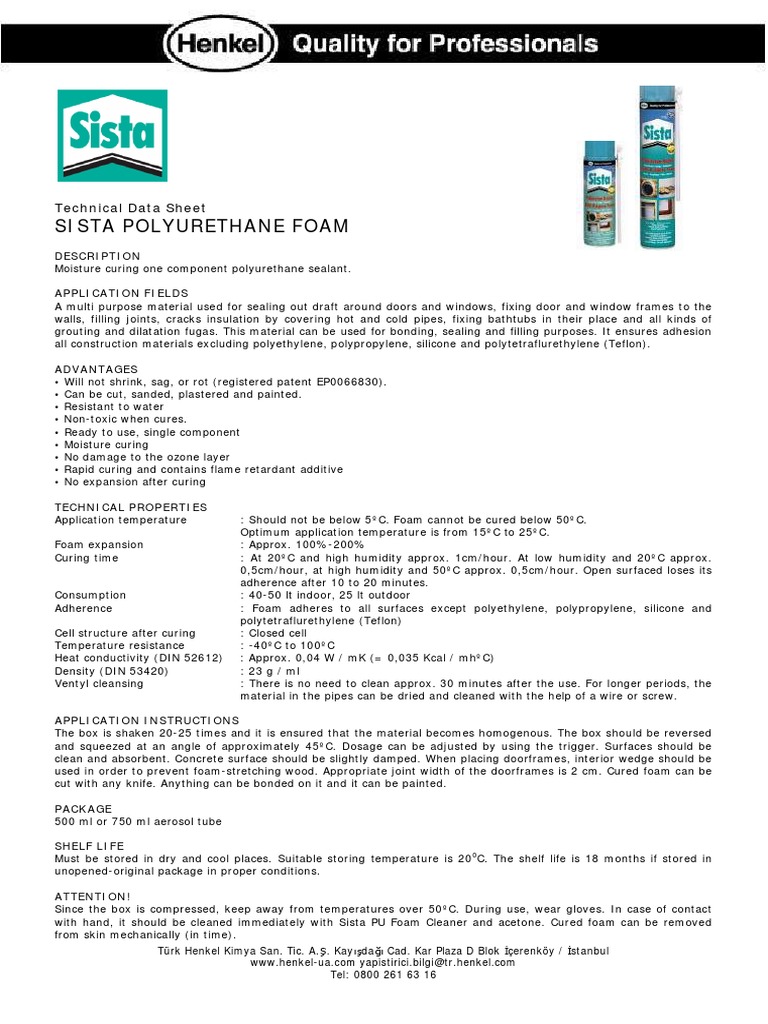 Sista Foam Specification | PDF | Silicone | Foam