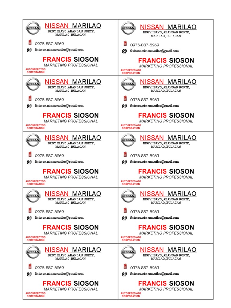 Nissan Marilao Contact Information | PDF