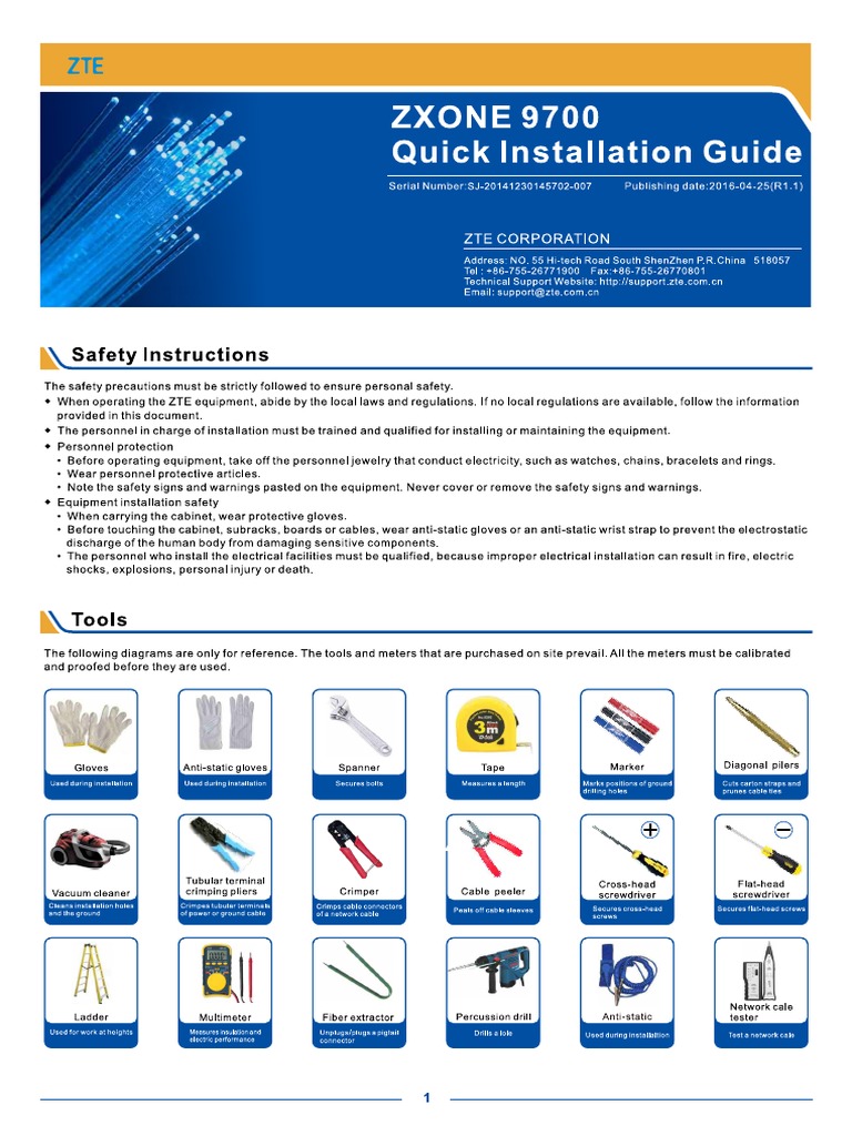 ZXONE 9700 Installation Guide | PDF | Coaxial Cable | Electrical Connector