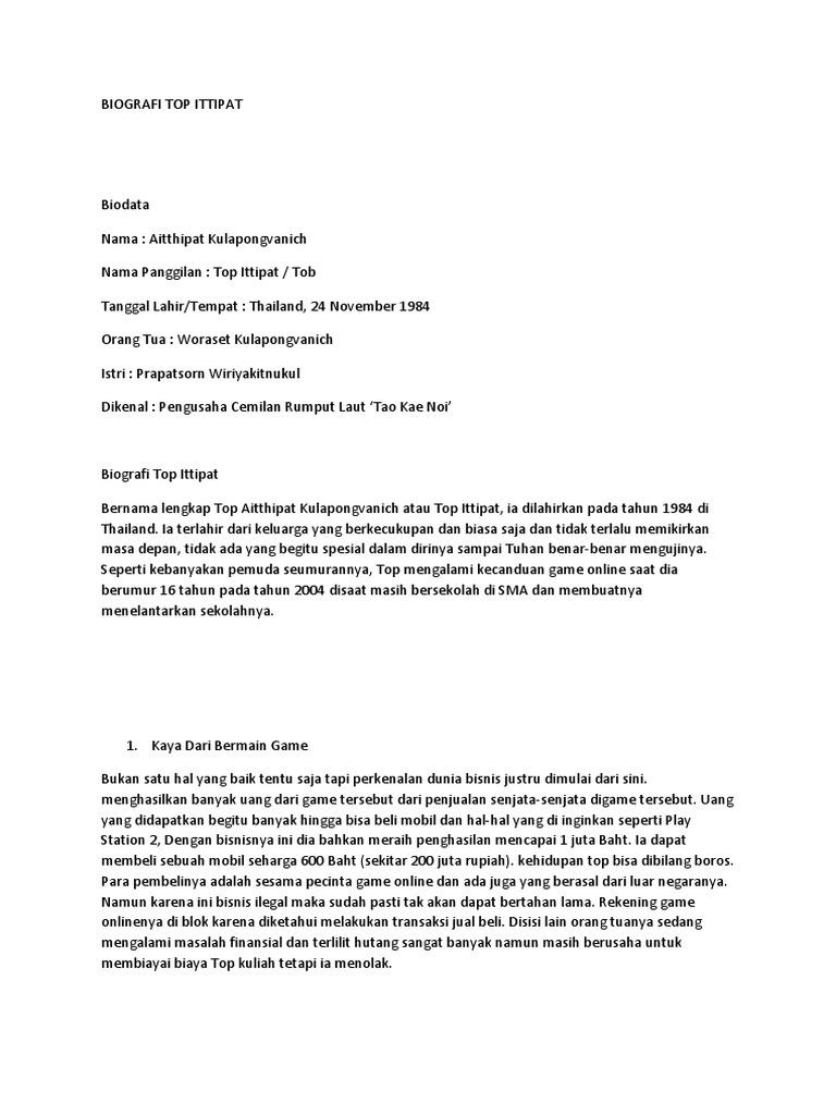 Biografi Top Ittipat | PDF