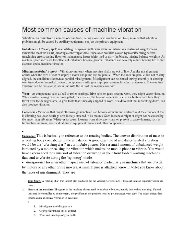 Machine Vibration Causes Pdf Bearing Mechanical Turbine