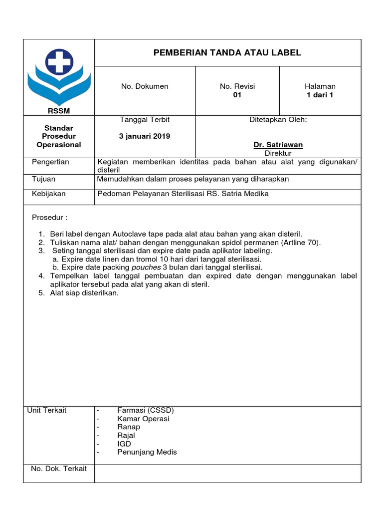 008 Spo Cssd Pemberian Tanda Atau Label Pdf