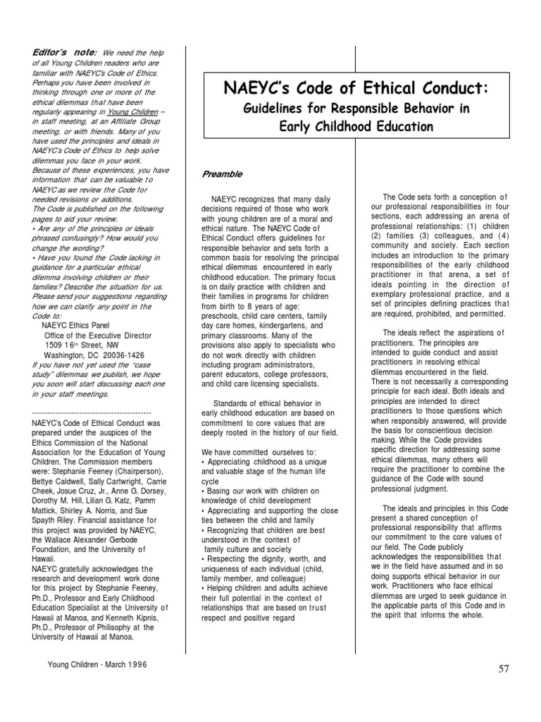 NAEYC Code PDF | PDF | Child Abuse | Family