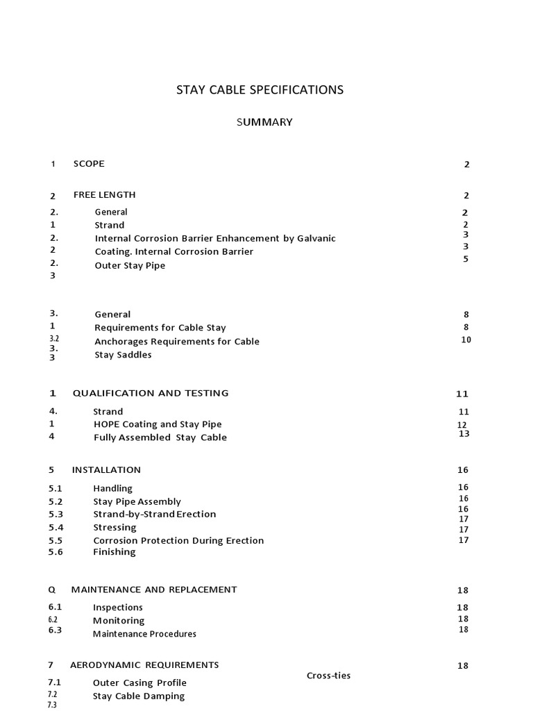 Stay Cable Specifications Summary | PDF | Strength Of Materials ...