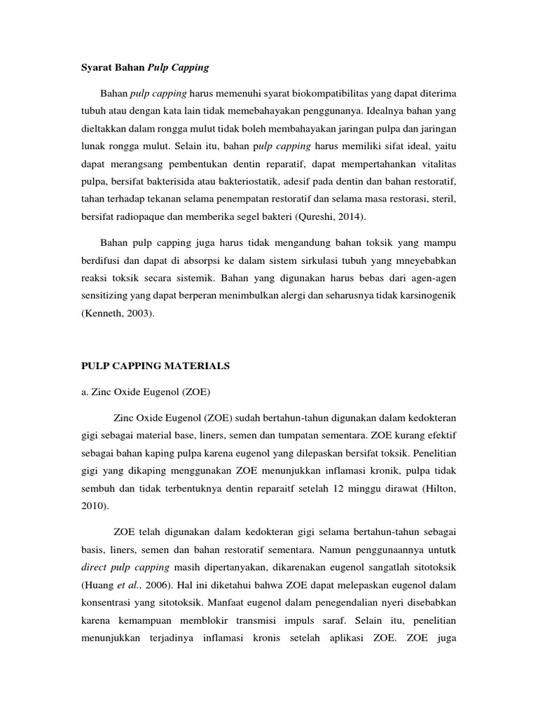 Syarat Bahan Pulp Capping | PDF | Sains & Matematika
