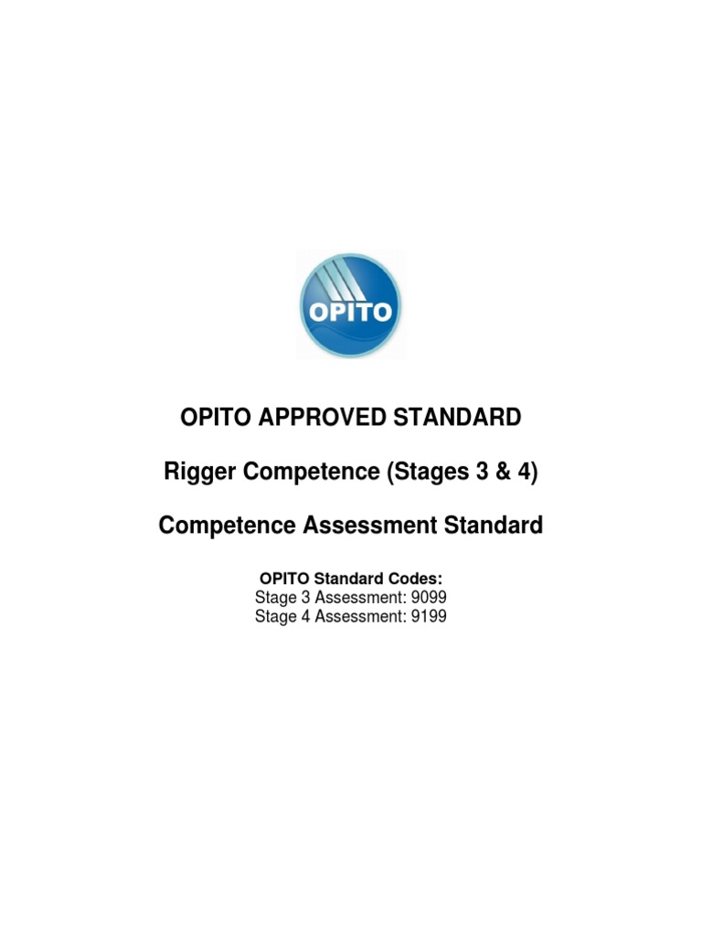 OPITO Rigger Competence Stages 3 and 4 | PDF | Risk Assessment | Physical Fitness