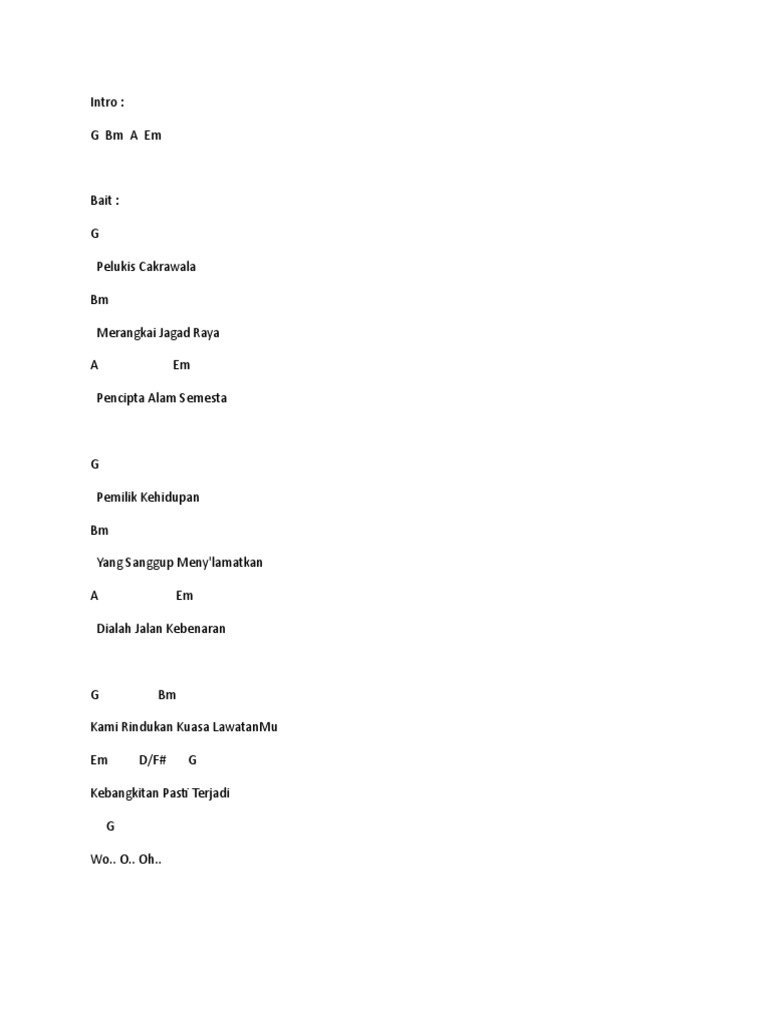 Datanglah Dan Bertahta Chord | PDF