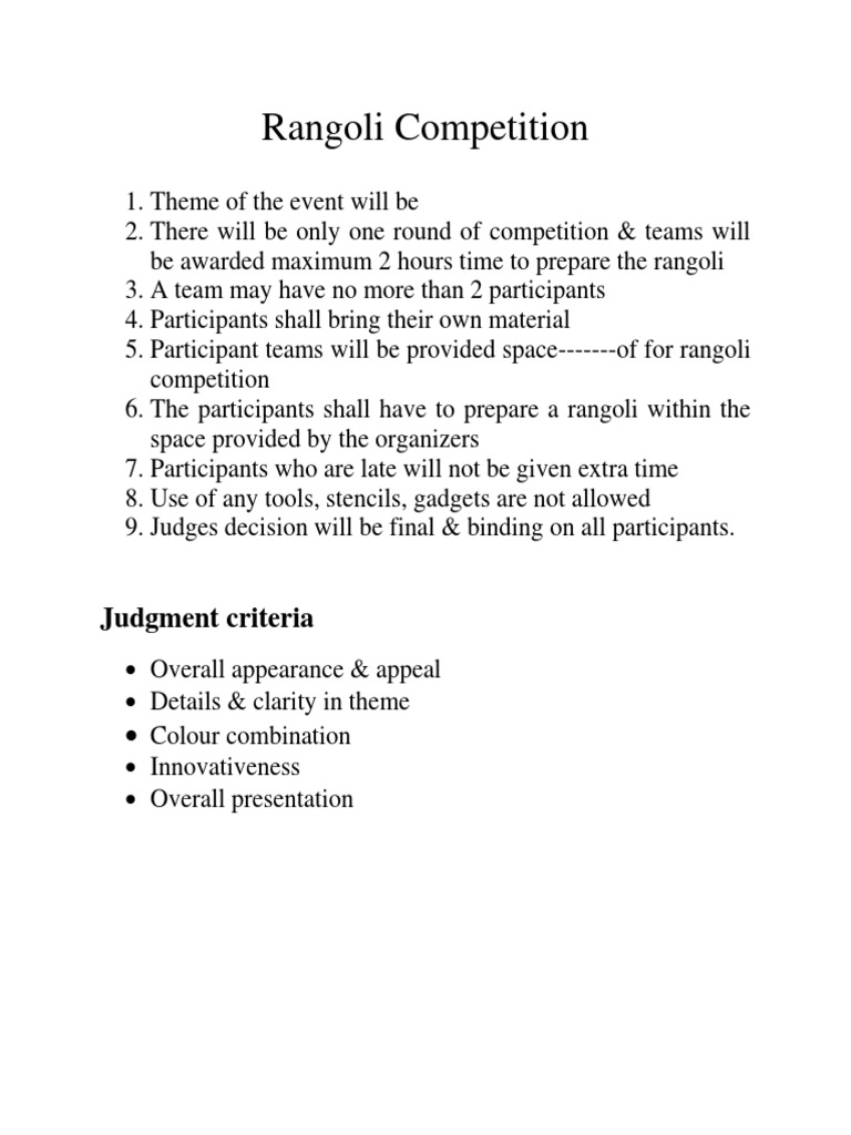 Rangoli Competition | PDF