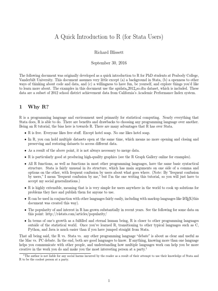 R For Stata Users PDF | PDF | R (Programming Language) | Regression Analysis