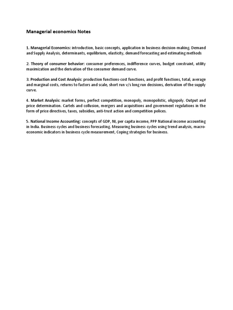 Managerial Economics Notes | PDF | Profit (Economics) | Economics