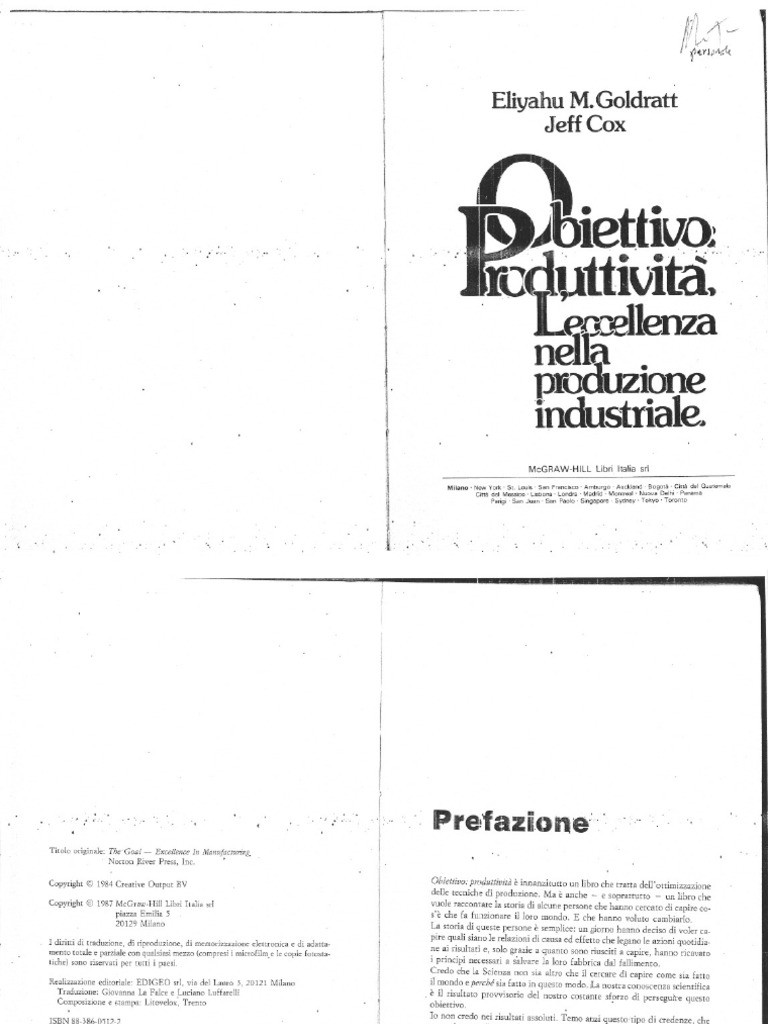 Obiettivo Produttività The Goal - Goldratt PDF | PDF