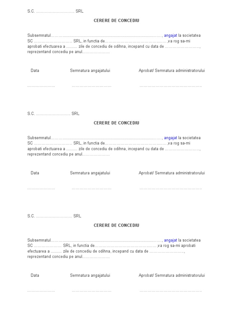 Cerere Concediu | PDF