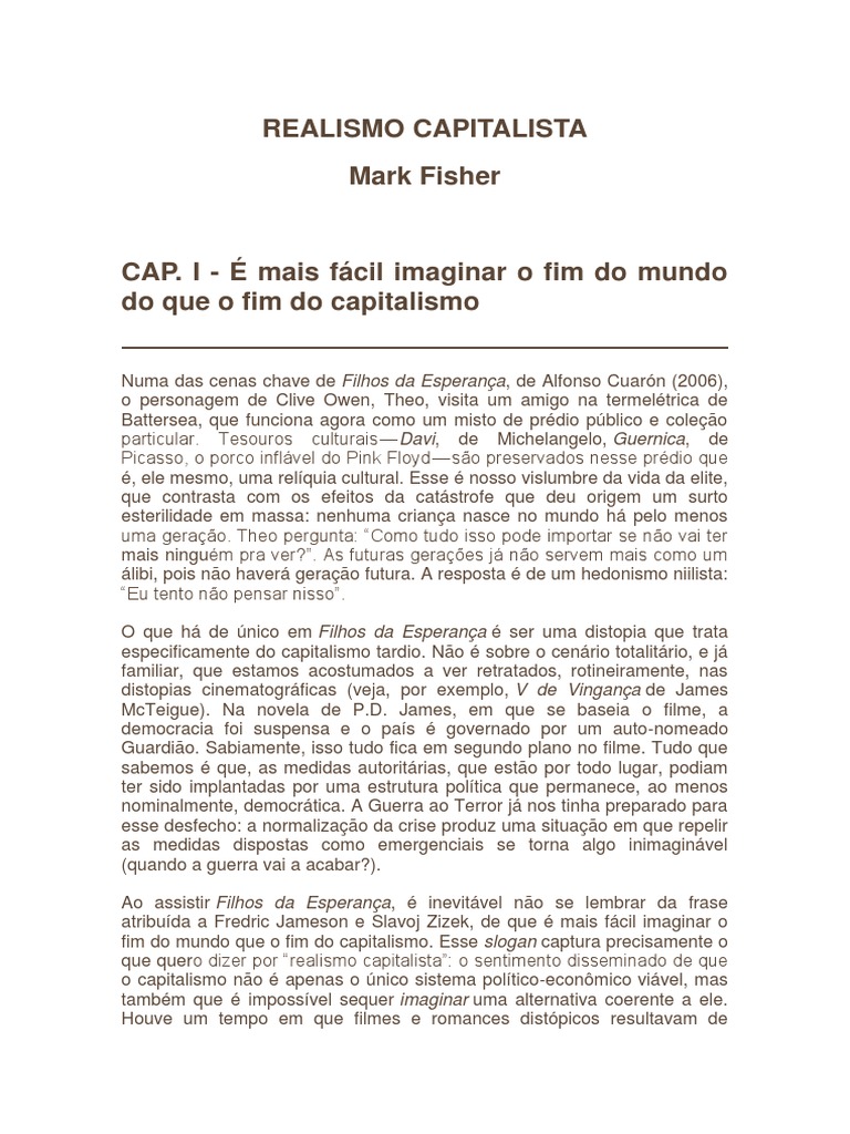 Realismo Capitalista - Mark Fisher | PDF | Realismo (artes) | Capitalismo