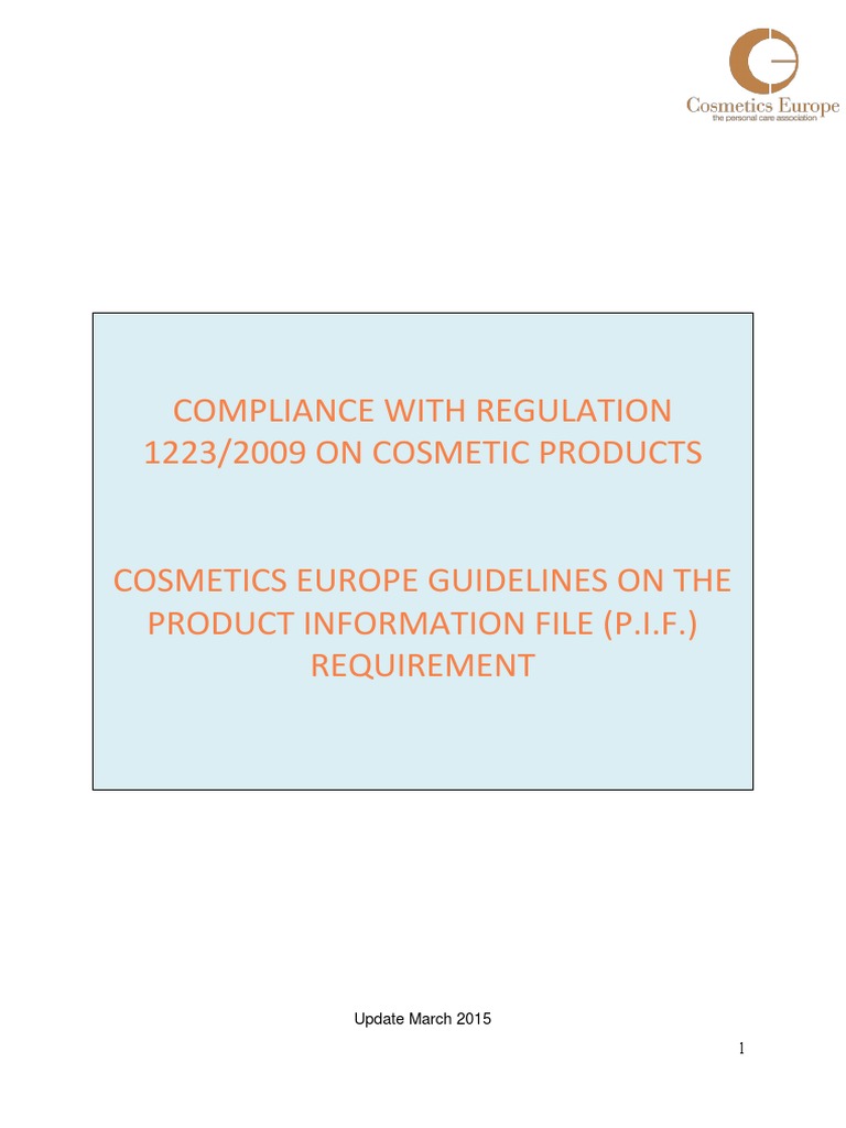 Updated Cosmetics Europe PIF Guidelines - 2015 - Update | PDF ...