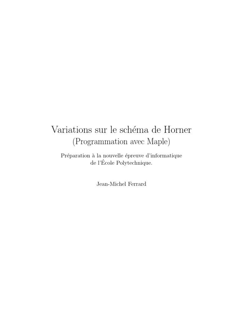 Variations du schéma de Horner | PDF | Division | Algorithmes