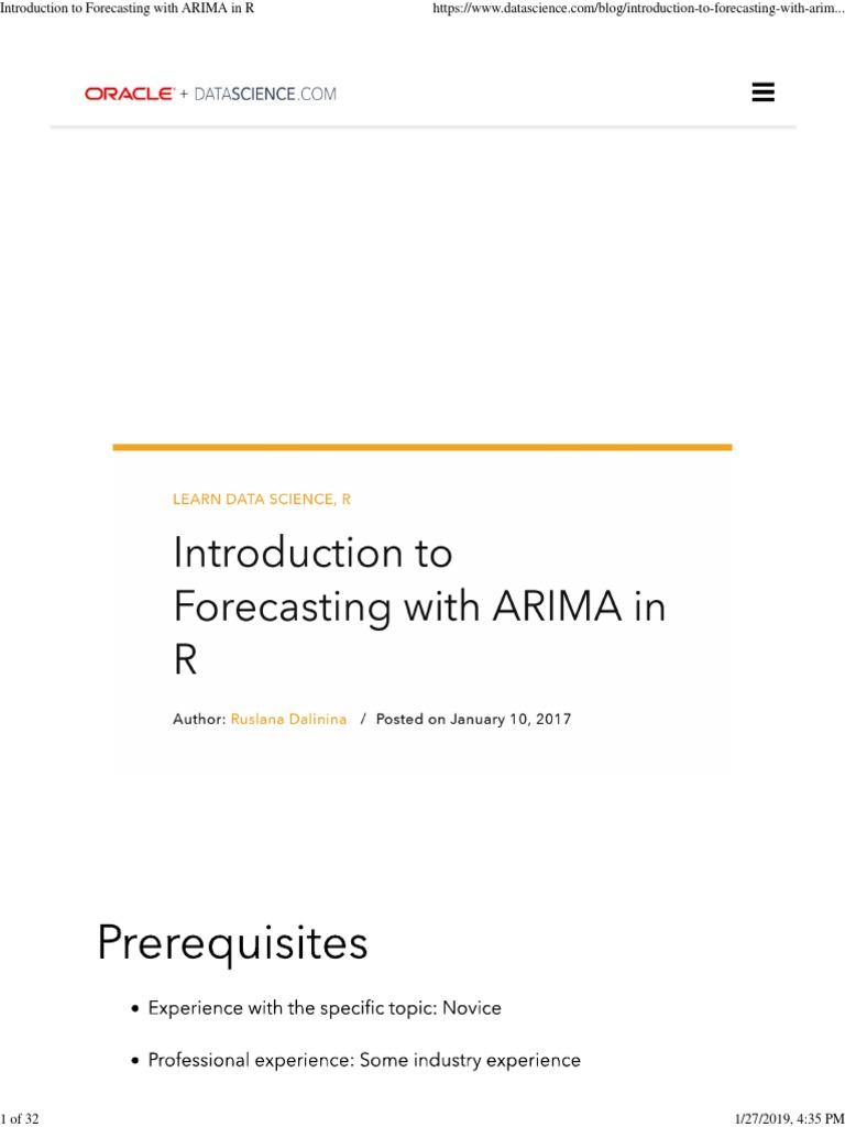 ARIMA Modelling Notes PDF | PDF | Autoregressive Integrated Moving ...